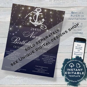 Military Ball Flyer, Army Birthday Ball Invitation Editable, Military ...