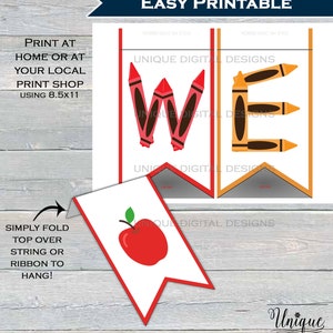 Back to School Welcome Decoration Teachers Classroom Pennant Flags ...