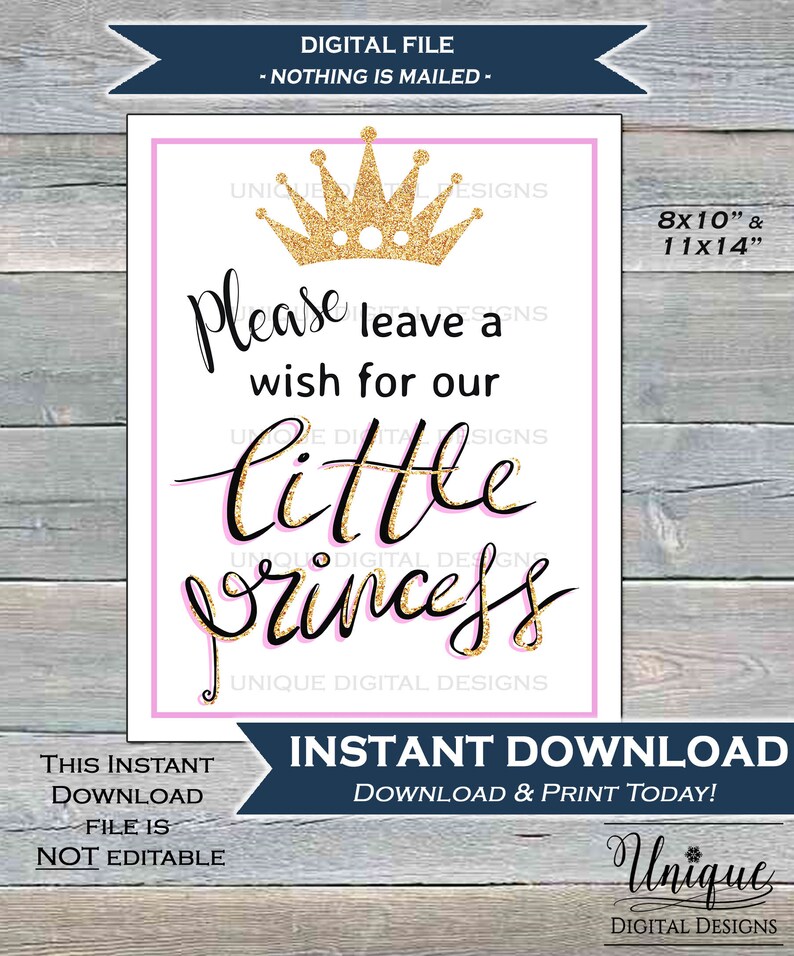 Little Princess Sign Leave a Wish Sign Glitter Gold Pink - Etsy