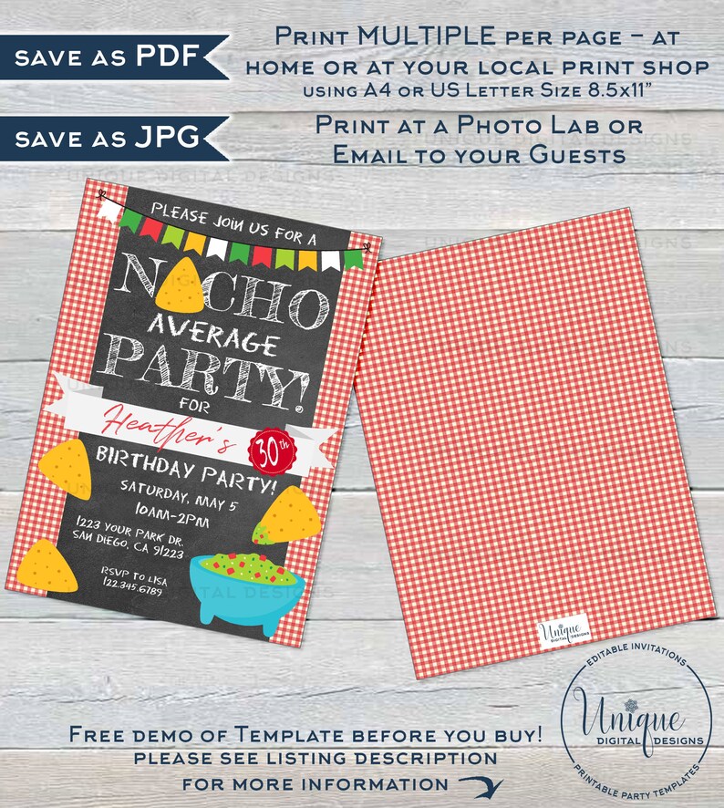 Nacho Average Party Invitation, Editable Cinco De Mayo Invite, Cinco De ...