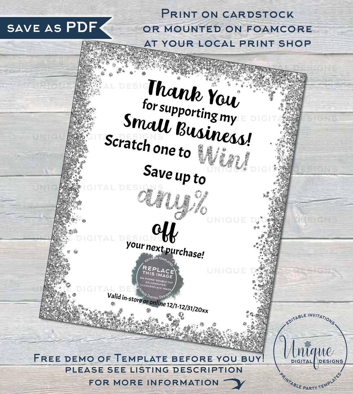 Editable Scratch off Cards Printable Scratch to Win Small - Etsy