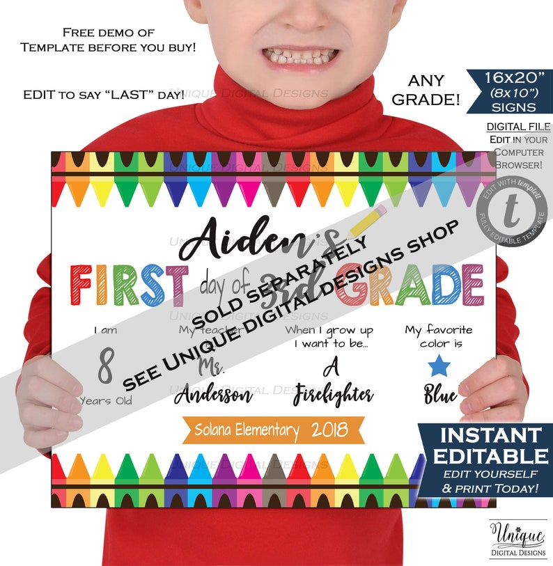 Editable Last Day of School Sign Reusable First Day School - Etsy