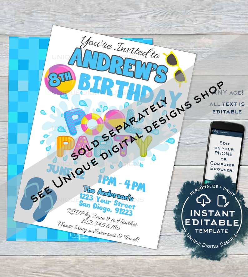Summer Kickoff Party Invitation, Editable Summer Beach Picnic Invite ...