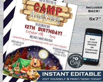 Printable S'mores Birthday Invitation Camping Party - Etsy