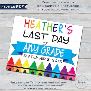 Editable First Day of School Sign, Personalized School Sign, Back to ...