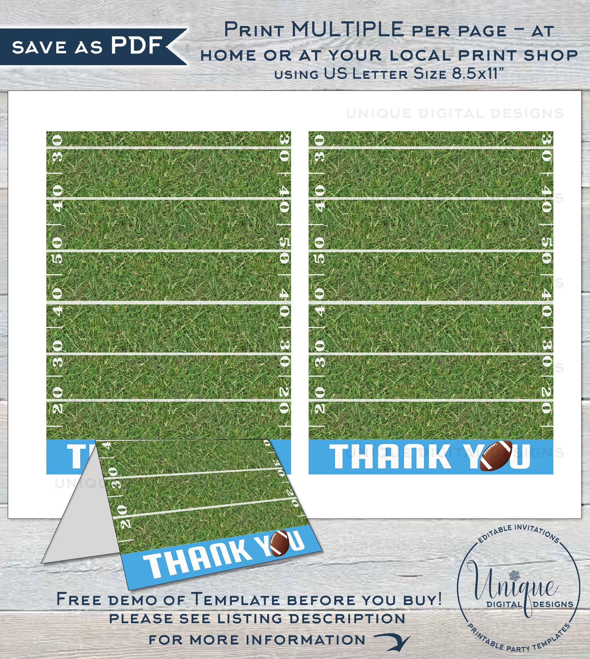 Football Birthday Decorations Kit Editable Invitation Label | Etsy