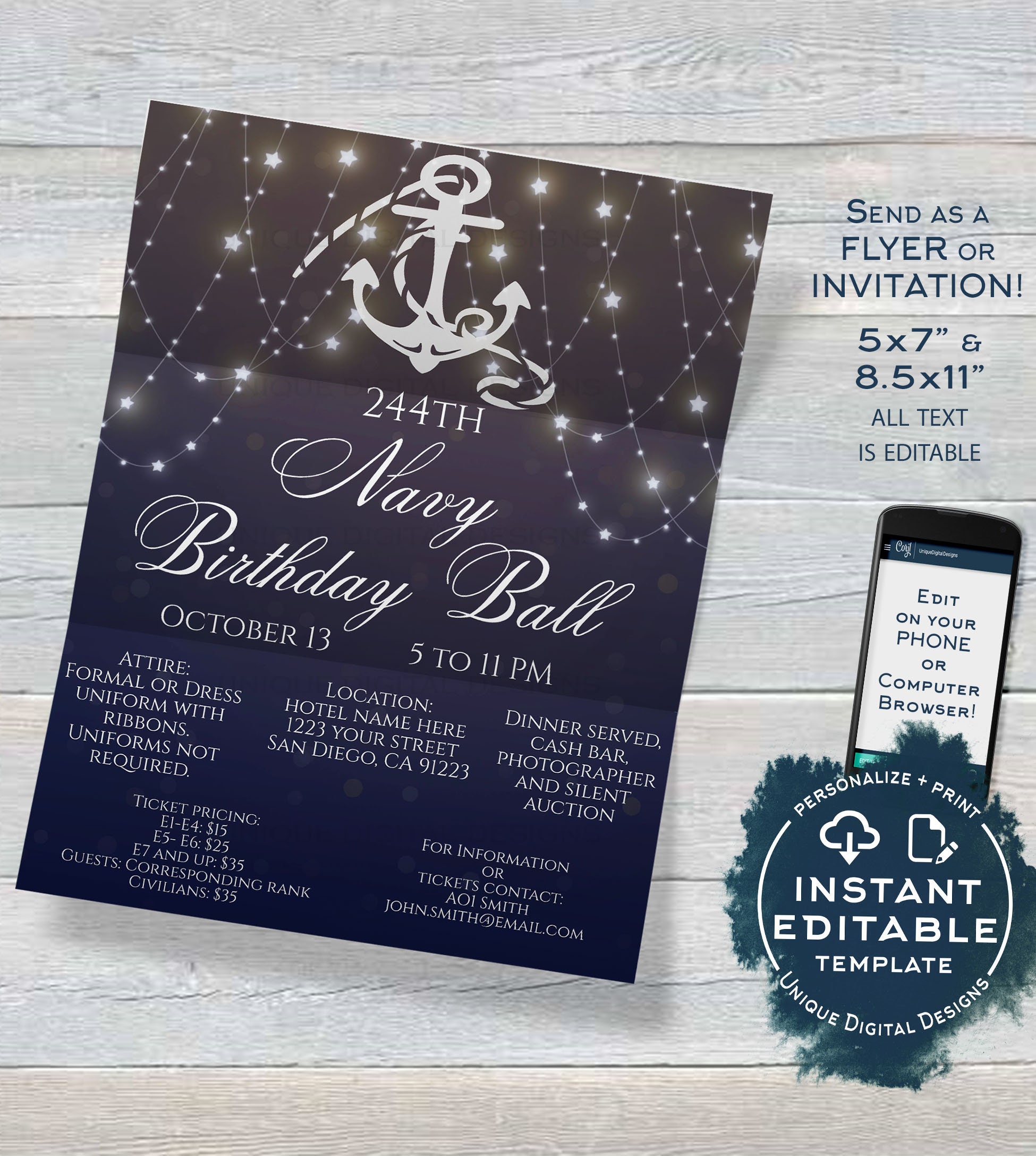 Navy Ball Flyer - Etsy