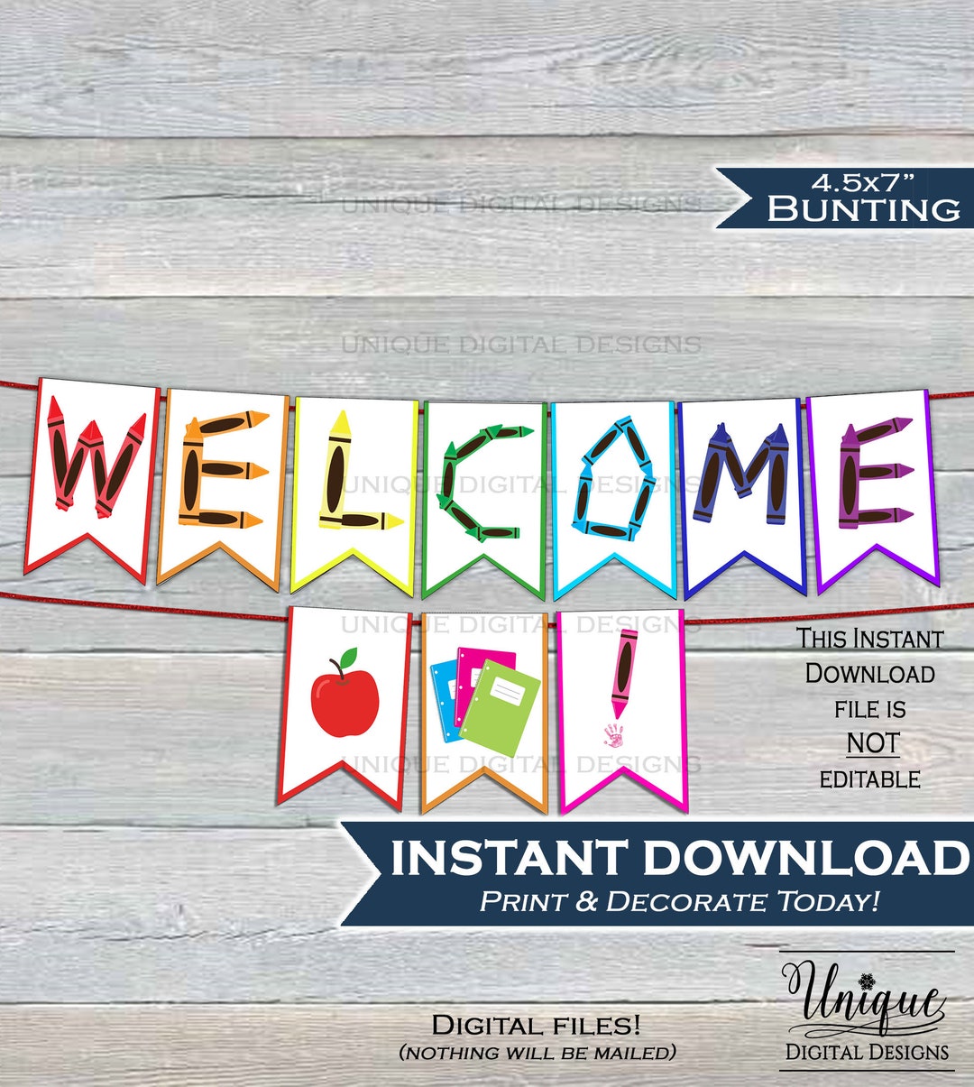 Back to School Welcome Decoration Teachers Classroom Pennant Flags ...