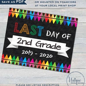 First Day of School Chalkboard Sign, Editable Reusable Last Day School ...