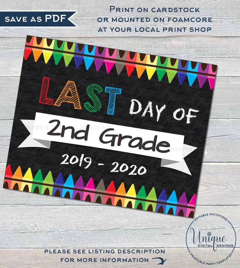 First day of School Chalkboard Sign Editable reusable Last | Etsy