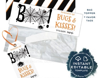 INSTANT DOWNLOAD Printable Bugs & Kisses Halloween Treat - Etsy
