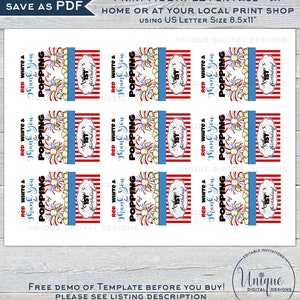 4th of July Popcorn Tag, Editable Popcorn Party Favor Labels, Food Tag ...