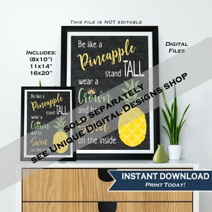 Be Like a Pineapple Sign Pineapple Quote Office Motivational Decor ...