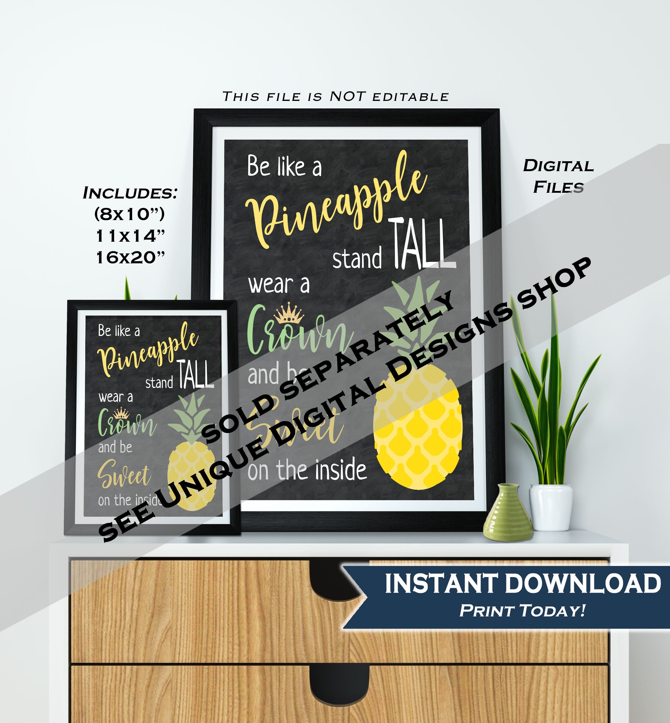 Be Like a Pineapple Sign Pineapple Quote Office Motivational Decor ...