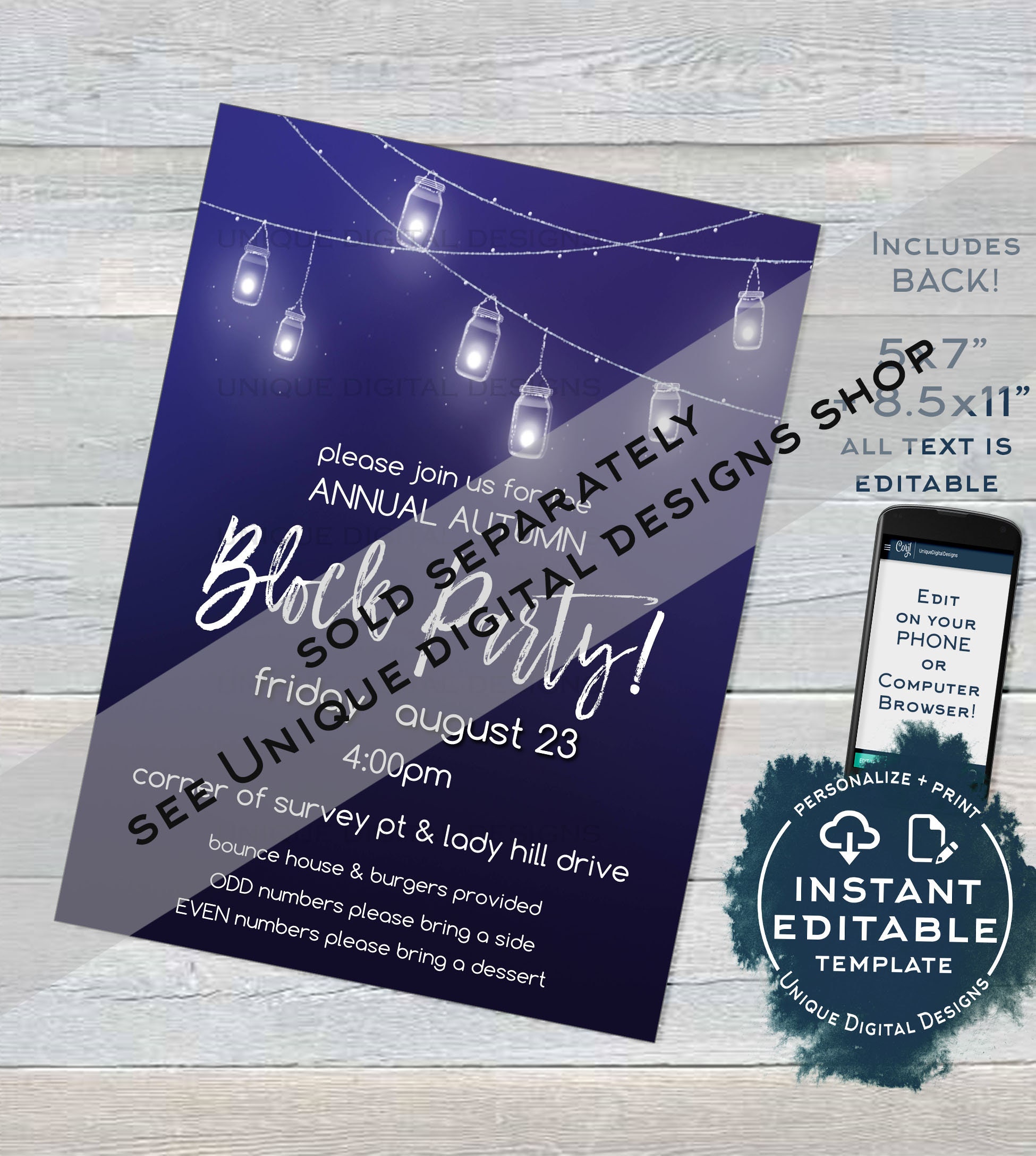Summer Kick off Block Party Invitation, Editable Neighborhood Street ...
