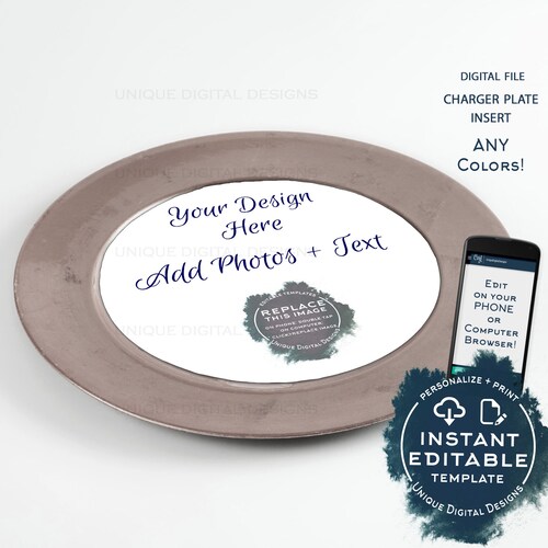 Custom Charger Plate Inserts Editable Menu Cards Weddings - Etsy