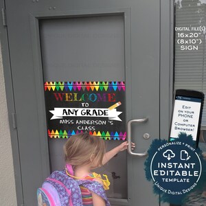 Welcome to School Chalkboard Sign, Editable Teacher First Day of School ...