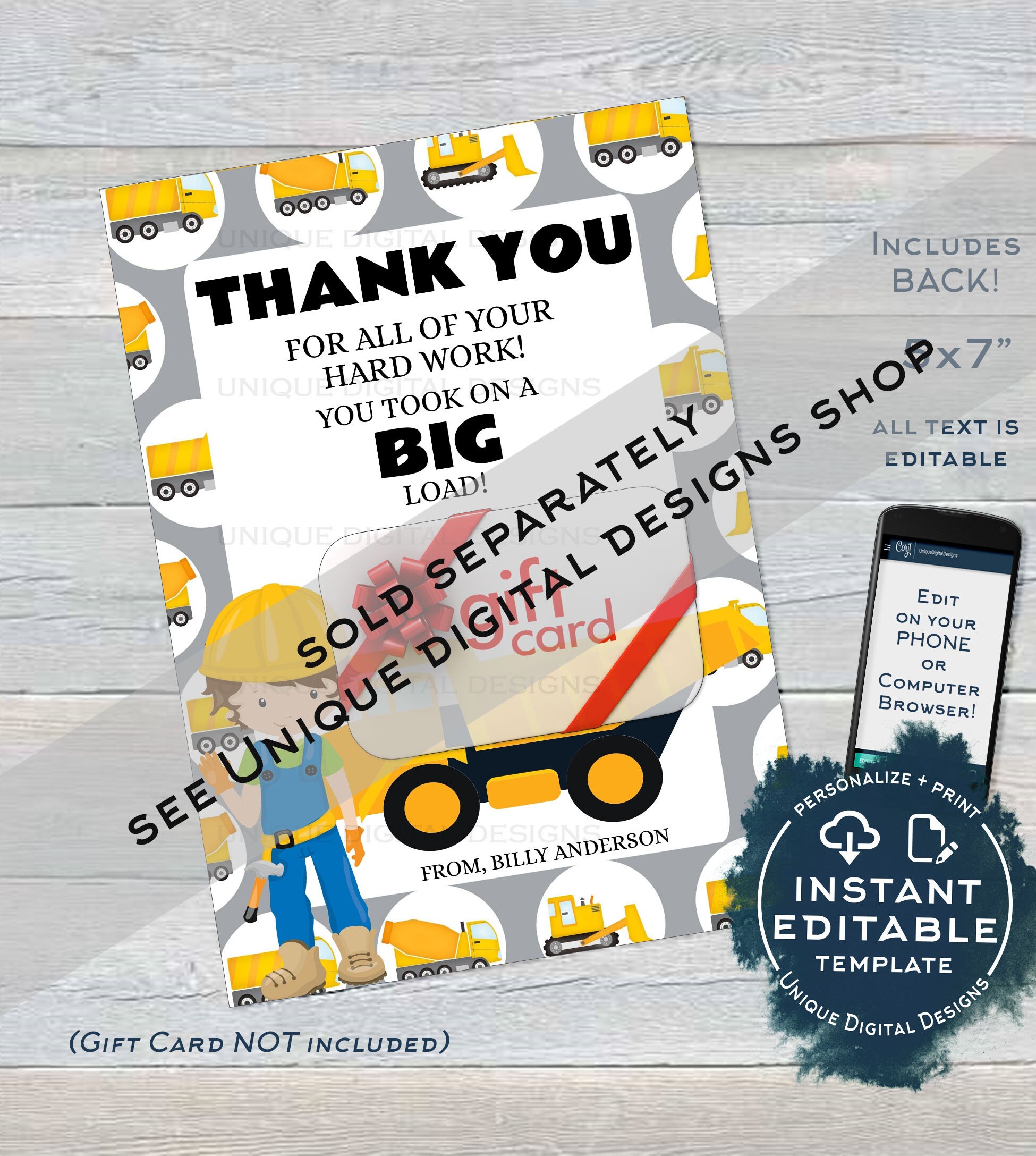 Editable Teacher Gift Card Holder Staff Thank You Card Space - Etsy