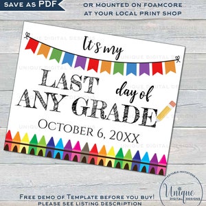 Editable Back to School Signs, Reusable First Day of School Plus Last ...