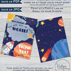 Editable Teacher Gift Card Holder, Staff Thank You Card, Space ...