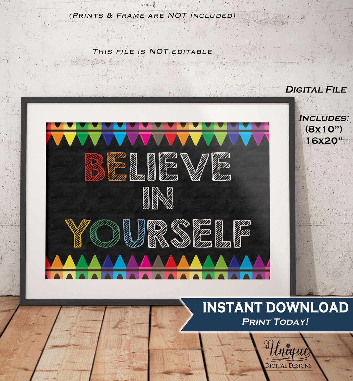 Believe in Yourself Sign Be You Poster Inspirational Quote | Etsy