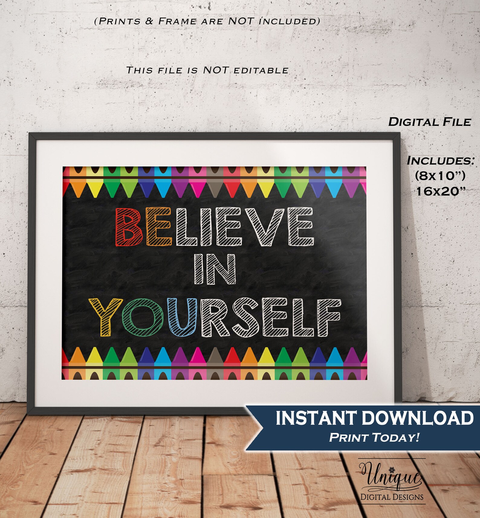 Believe in Yourself Sign Be You Poster Inspirational Quote | Etsy