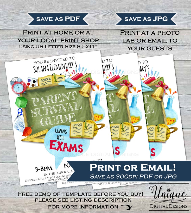 Parent Survival Guide Flyer Coping With Exams Editable PTA - Etsy