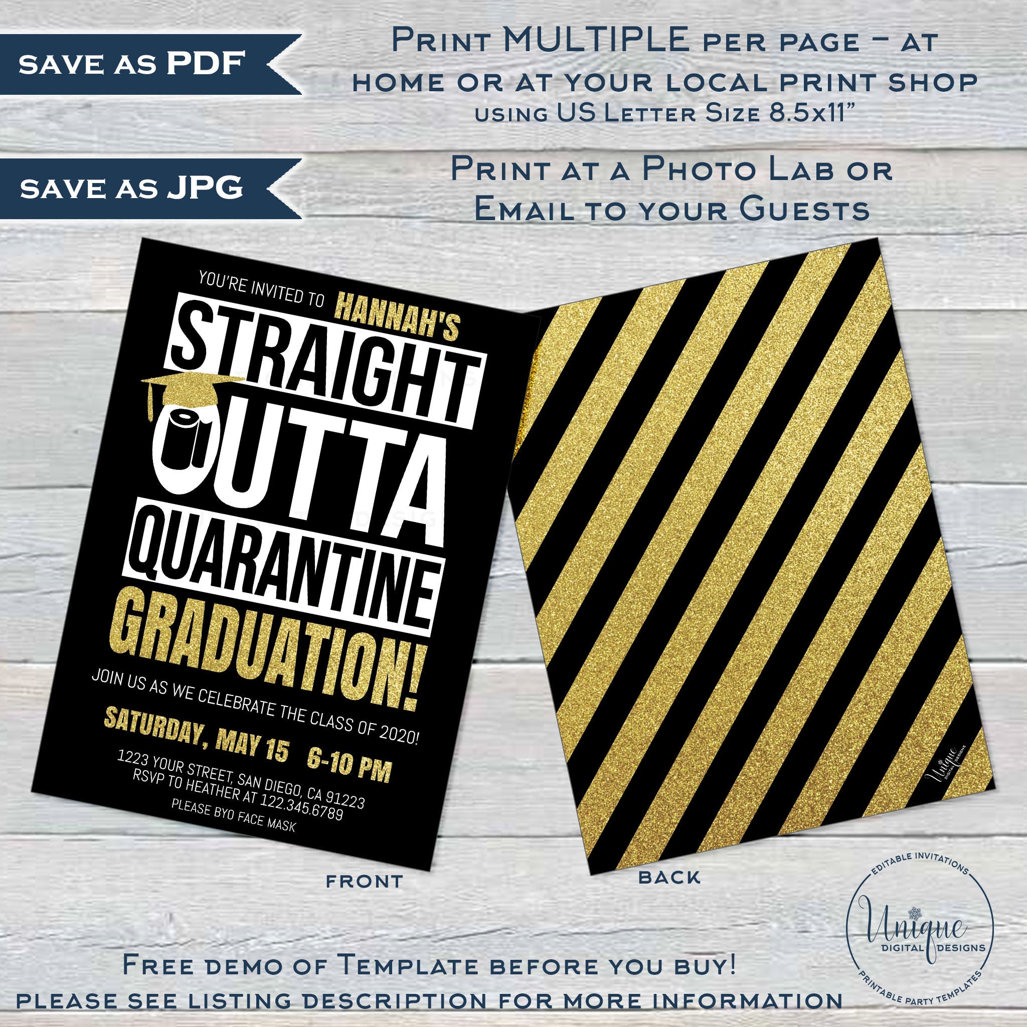 Straight Outta Quarantine Graduation Party Invitation Yard - Etsy