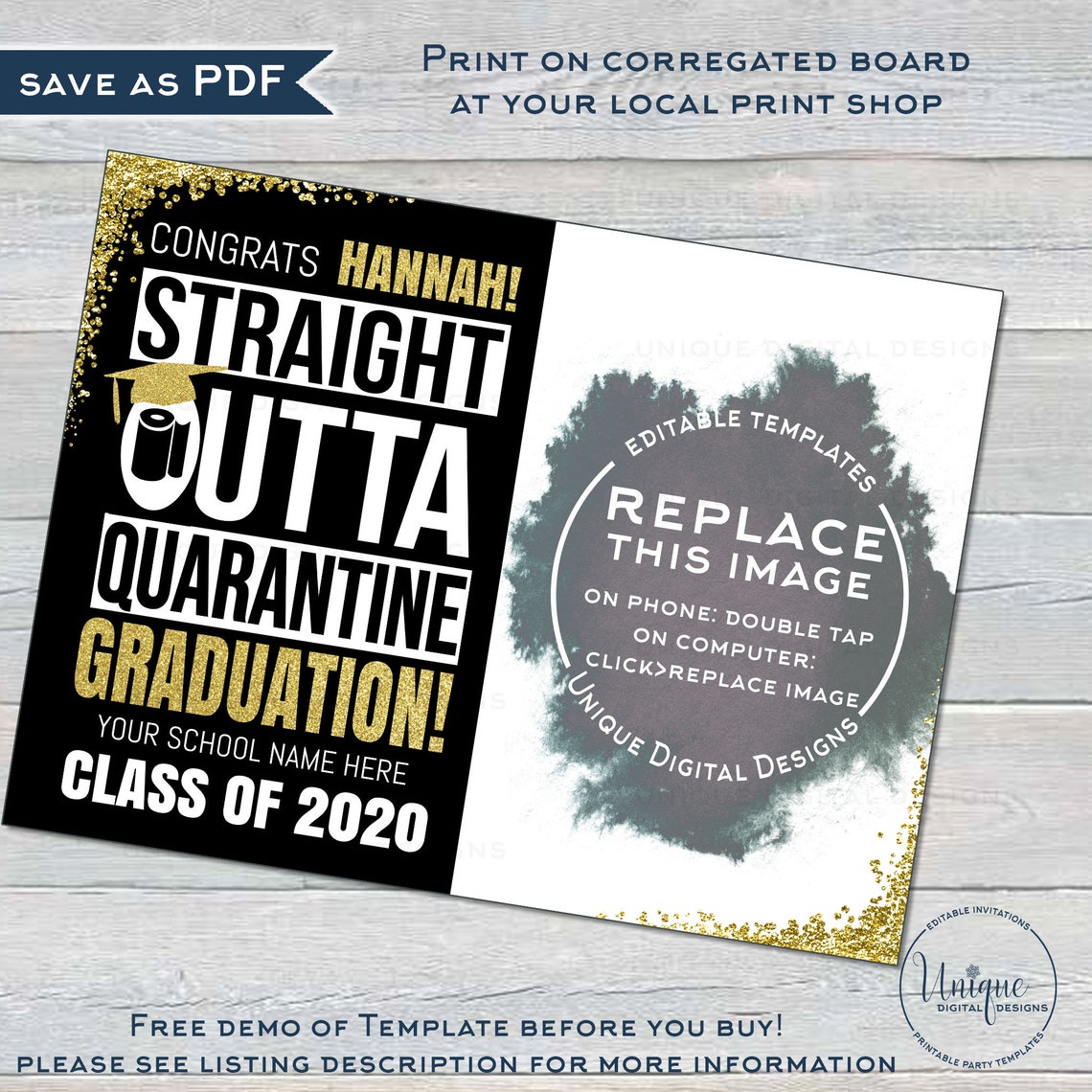 Straight Outta Quarantine Graduation Party Invitation Yard - Etsy