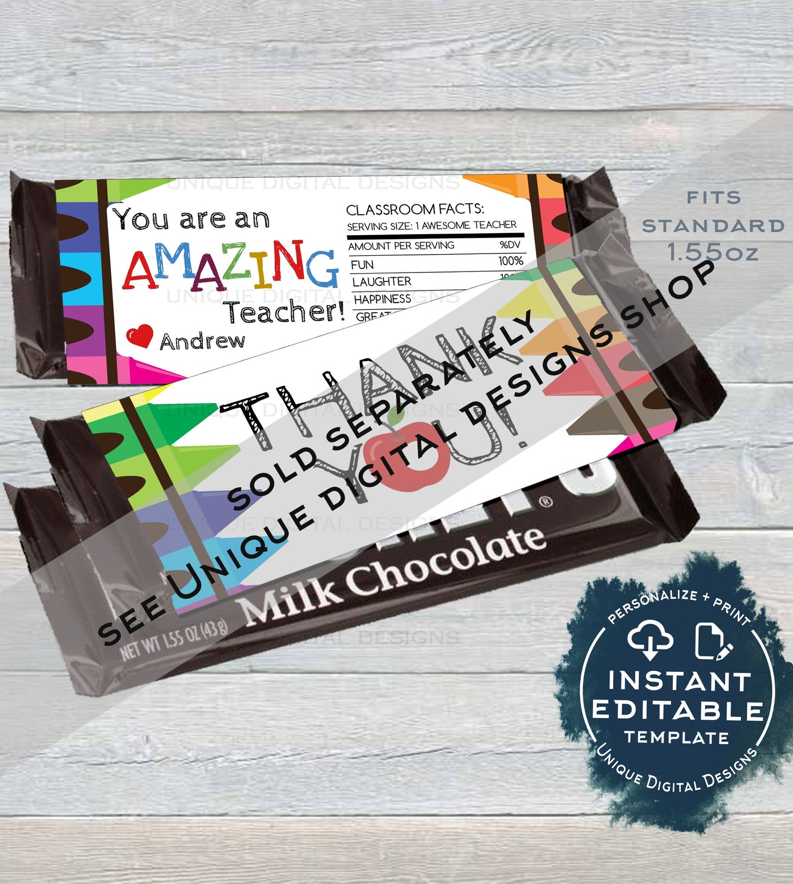 Teacher Gift Card Holder Editable Staff Thank You Card | Etsy