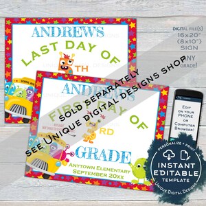 Editable First Day of School Sign, Firetruck Back to School Photo Prop ...