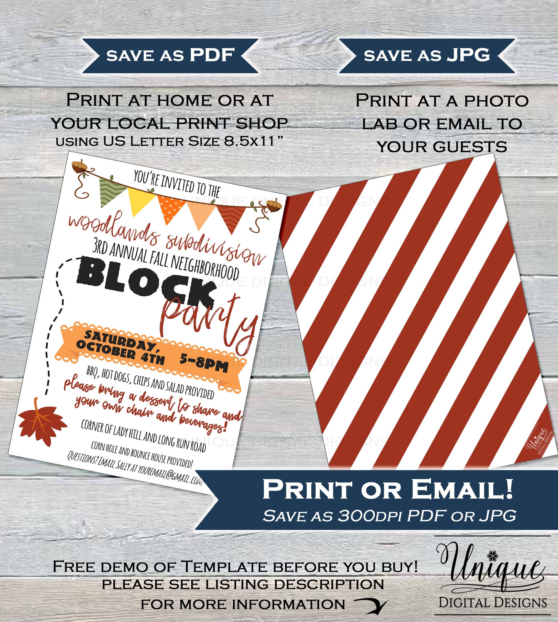 Neighborhood Block Party Invite, Editable Street Party Printable ...