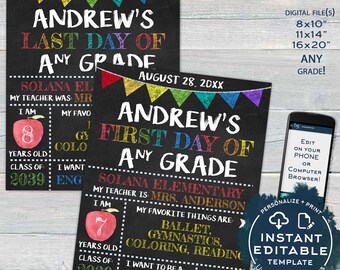 Back to School Poster DIY Printable Boys First or Last Day - Etsy