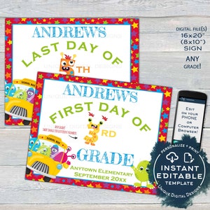 Monster Editable First Day of School Sign, Reusable Unique Boys Last ...