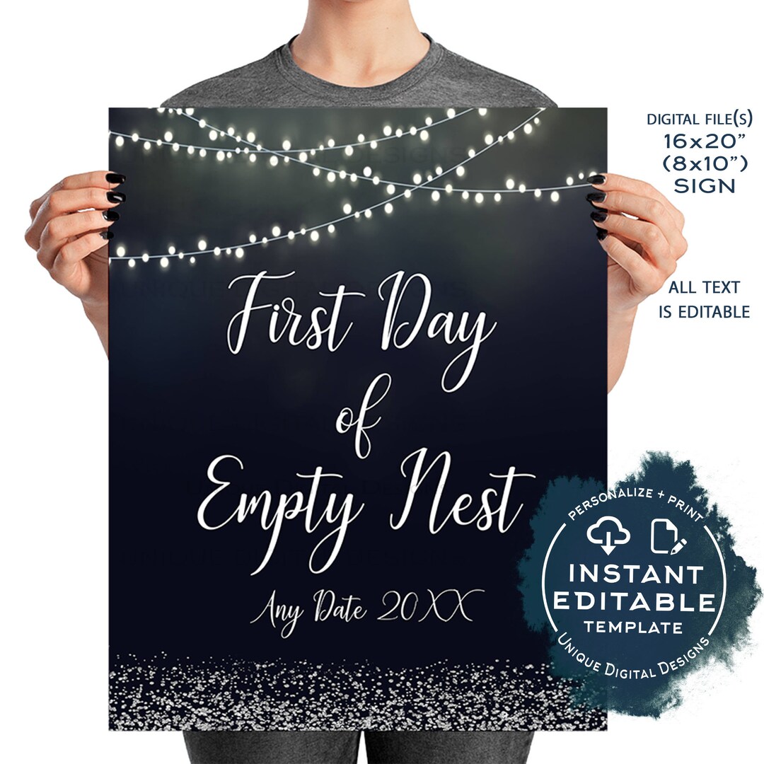 Empty Nest Sign, Editable First Day of School Poster College Parents ...