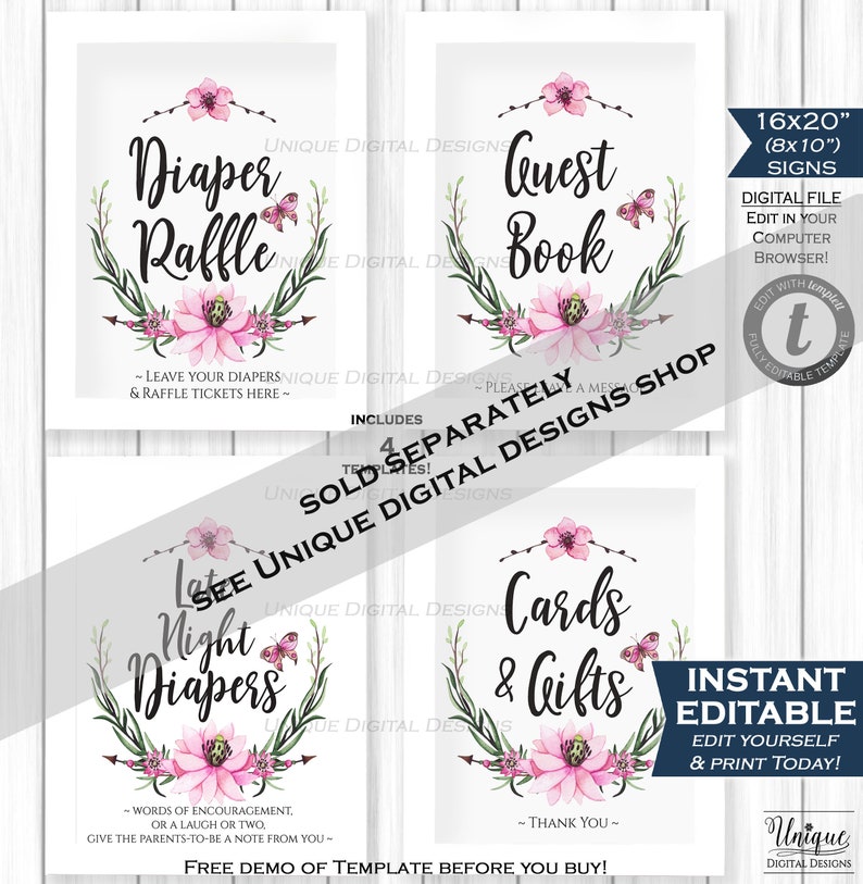 Flower Crowns Bar Sign Personalized Editable Floral Baby - Etsy