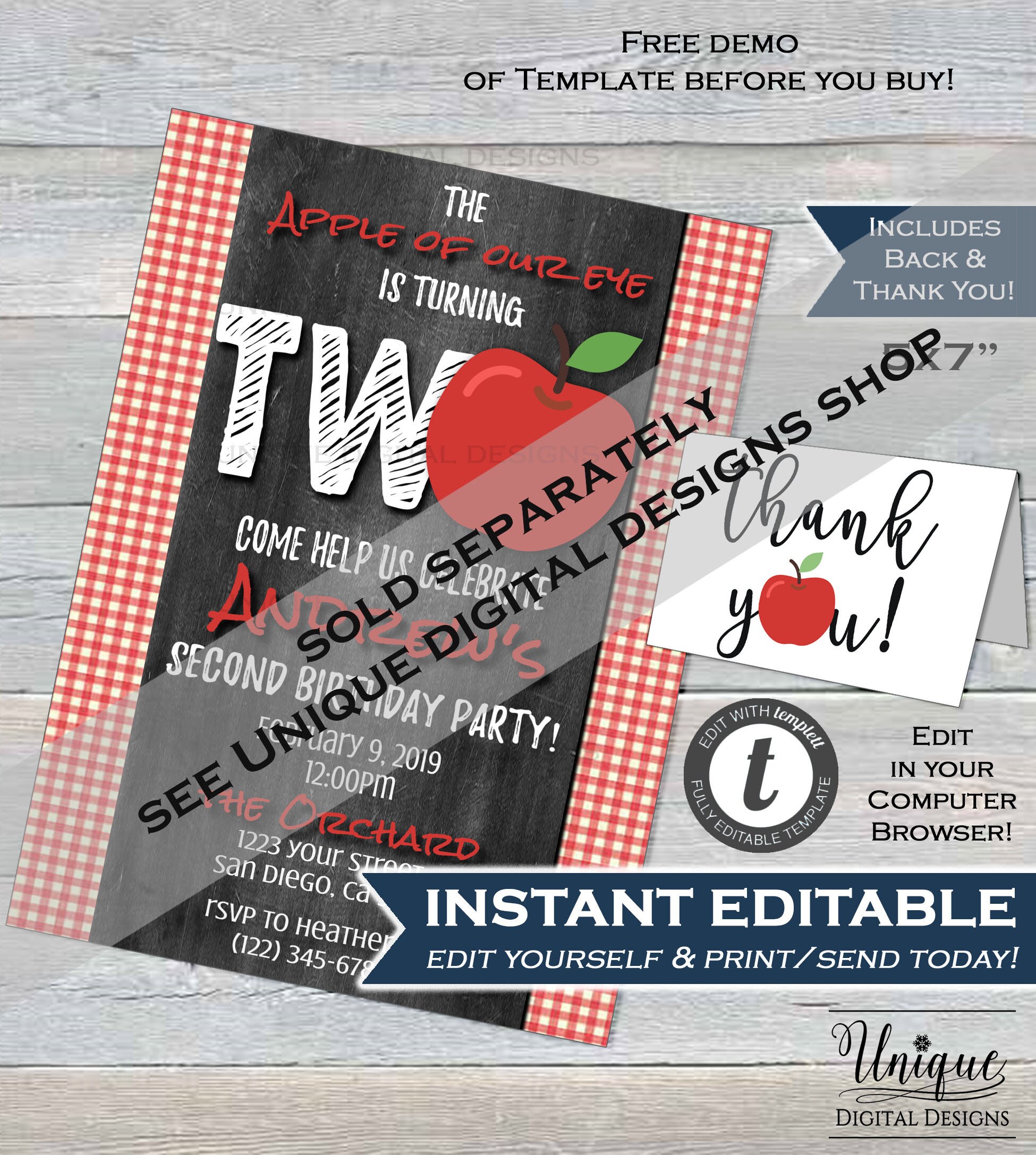 Teachers Thank You Card Editable Apple Printable Classroom | Etsy