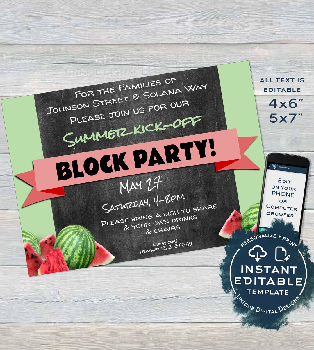 Summer Kick off Block Party Invitation, Editable Neighborhood Street ...