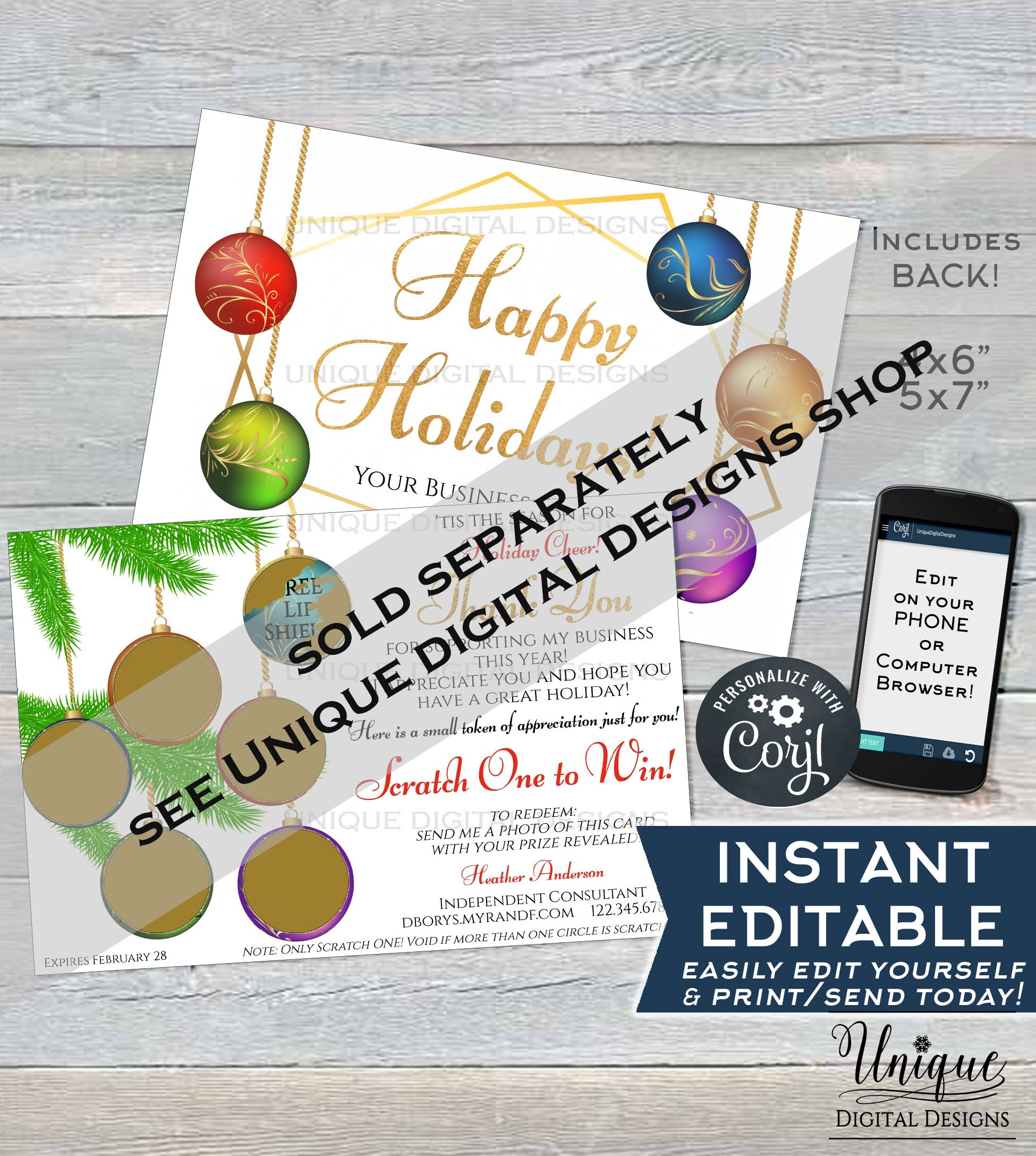 Printable Rodan and Happy New Year Cards Scratch Off, Editable Thank ...