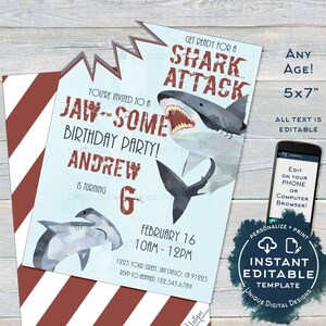 Editable Birthday Favor Tag, Shark Party Favor, Jawsome Thank You Favor ...
