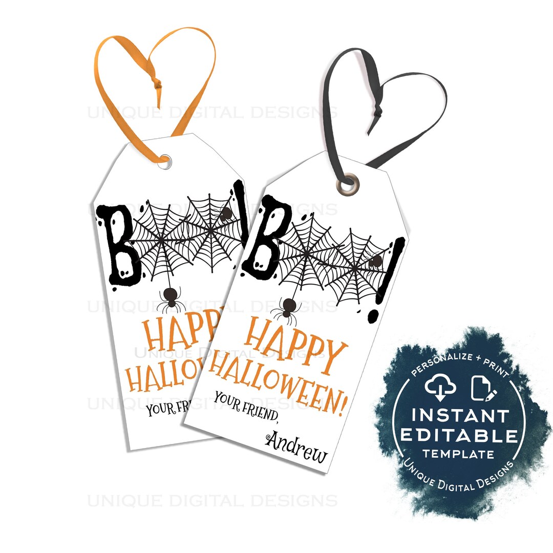 Editable Birthday Halloween Favor Tags, Boo Personalized Halloween Tags ...