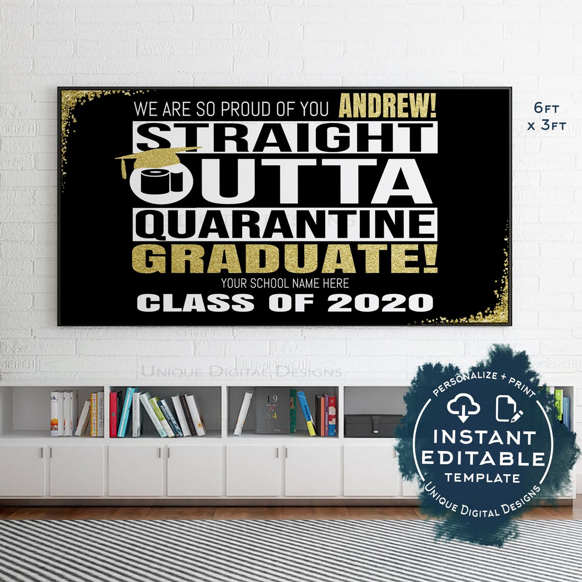 Straight Outta Quarantine Graduation Party Invitation Yard | Etsy