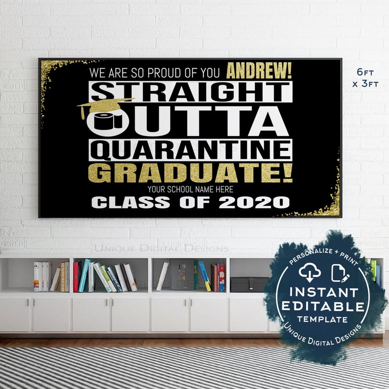 Straight Outta Quarantine Graduation Party Invitation Yard - Etsy