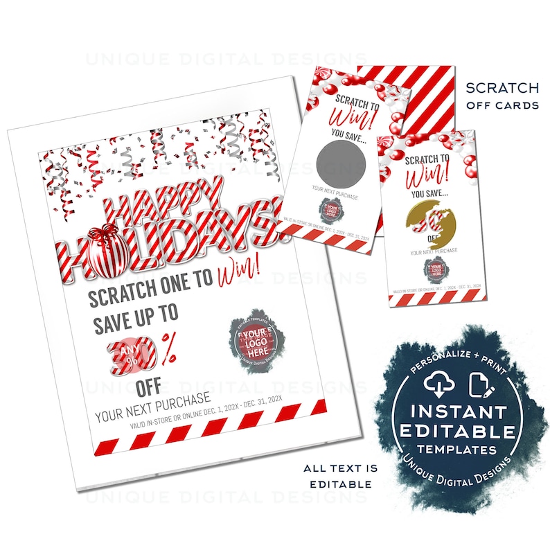 Editable Scratch off Cards Printable Scratch to Win Small - Etsy