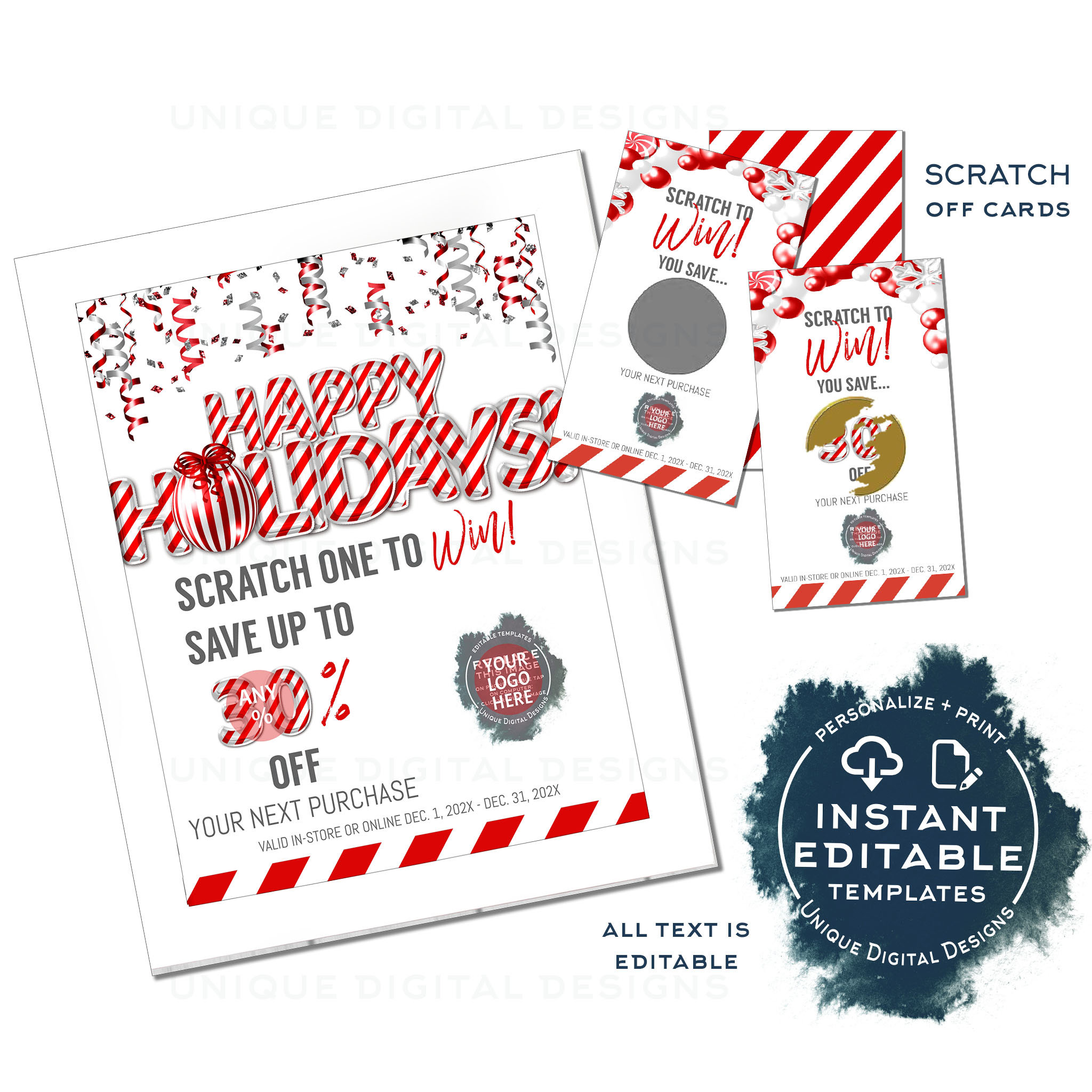 Editable Scratch off Cards, Printable Scratch to Win Small Business ...