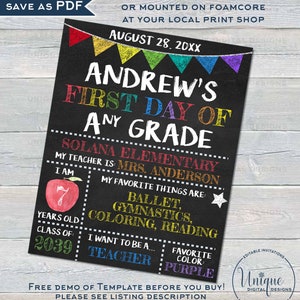 Editable Back to School Photo Prop, 1st Day Back to School Poster ...