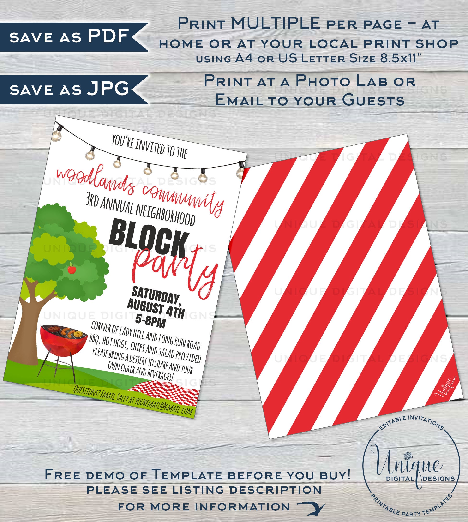 Block Party Invitation Template Editable Neighborhood Street - Etsy Canada