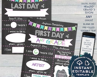 Back to School Poster DIY Printable Boys First or Last Day - Etsy