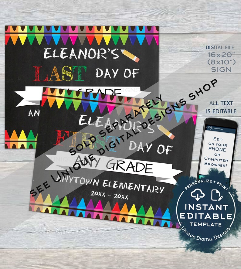 Editable First Day of School Sign, Firetruck Back to School Photo Prop ...