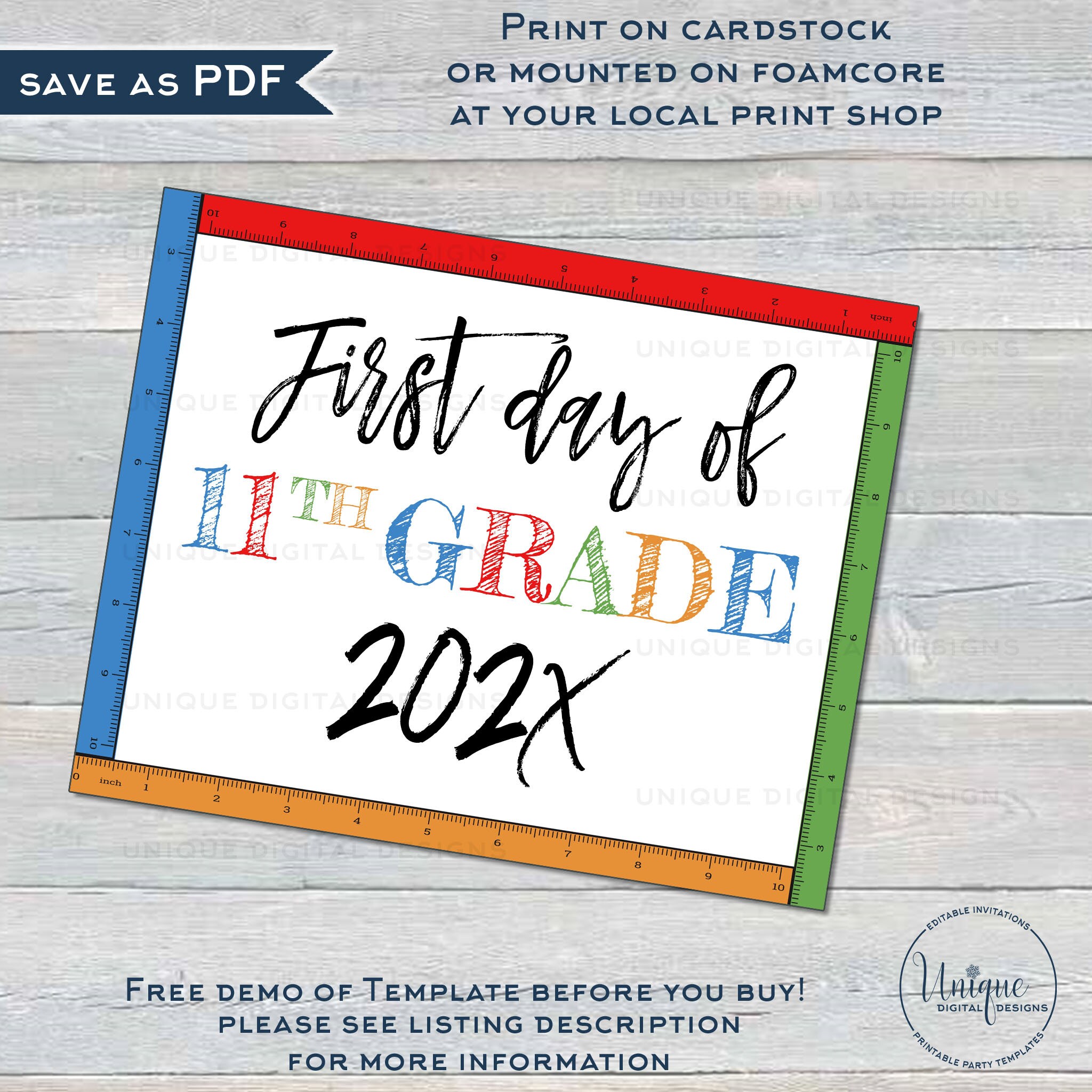 Editable Back to School First Day of School Sign Photo Prop, 1st Day ...